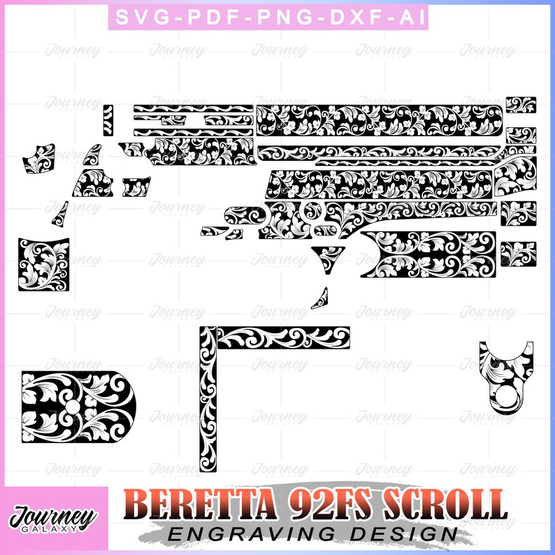 Beretta 92FS Firearms Scroll Design for Engraving, Custom Gun Engraving ...