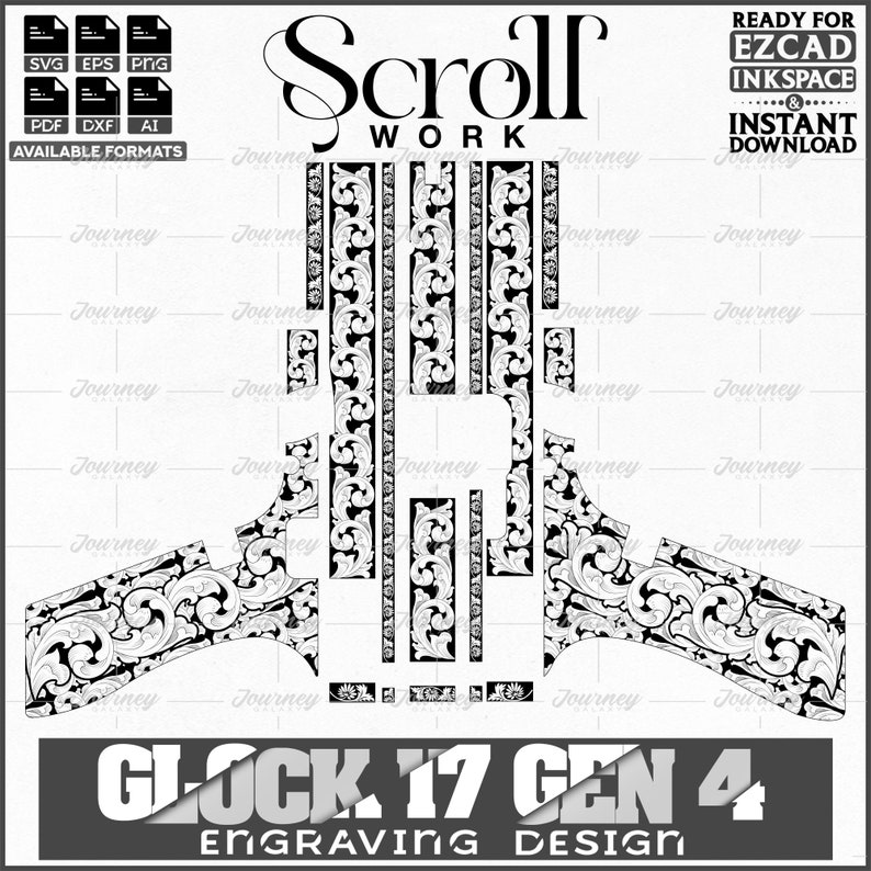 Glock 17 Gen 4 Unique Scroll Pattern Engrave Design, Laser Cut Dark and ...
