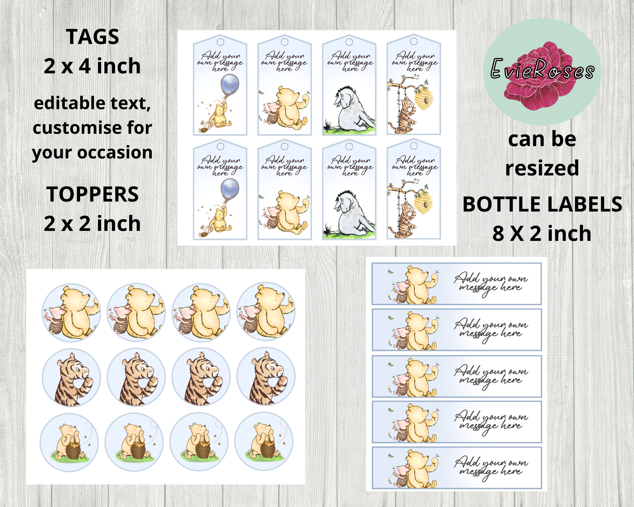 Blue Winnie Party Bundle Winnie the Pooh Bottle Labels Gift - Etsy