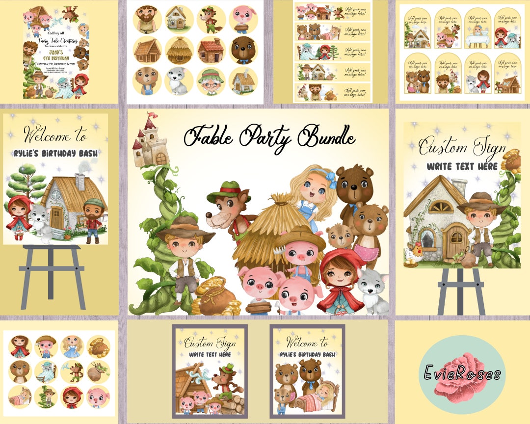 Story Birthday Invitation Bundle: Early Learning Fable Party Decor ...