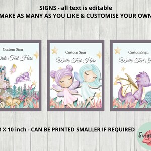 Mythical Creature Welcome Signs, Colorful Dragon and Fairy Party Decor ...