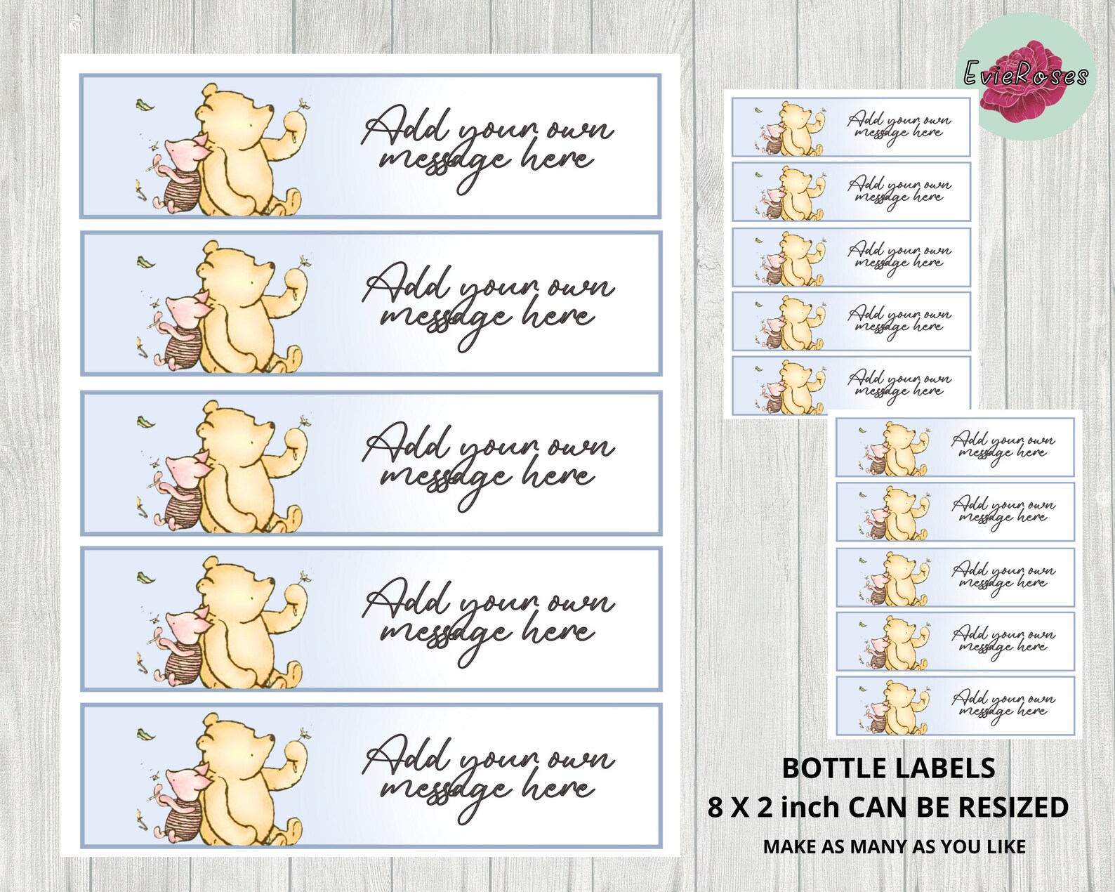 Blue Winnie Party Bundle Winnie the Pooh Bottle Labels Gift - Etsy
