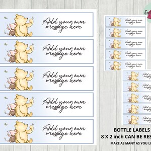 Blue Winnie Party Bundle, Winnie the Pooh Bottle Labels, Gift Tags ...