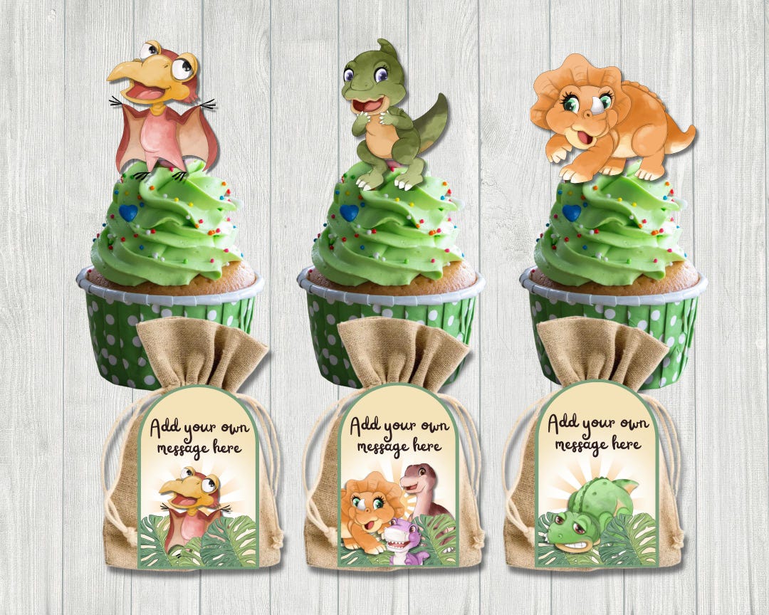 Dinosaur Favor Tag Party Pack, Printable Dino Cake Topper Bundle, Cute ...