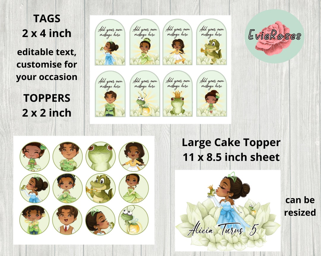 Frog Princess Gift Tags, Cupcake Toppers and Large Cake Topper ...