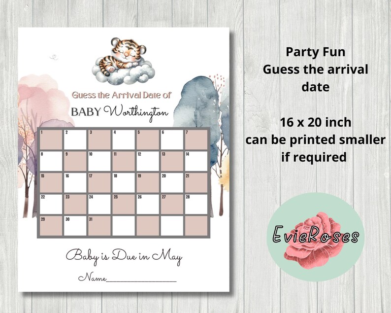 Watercolor Tiger Baby Shower Party Pack: Printable Invite, Sign, Labels ...