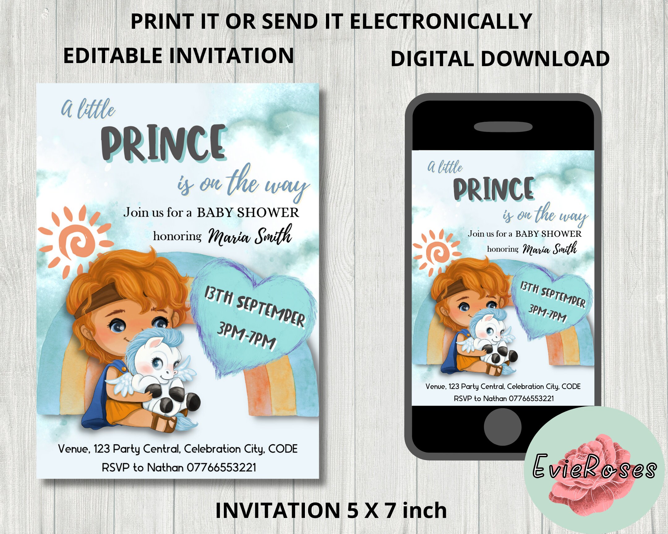 Hercules Baby Shower Bundle: Little Prince Invitation (digital Design ...