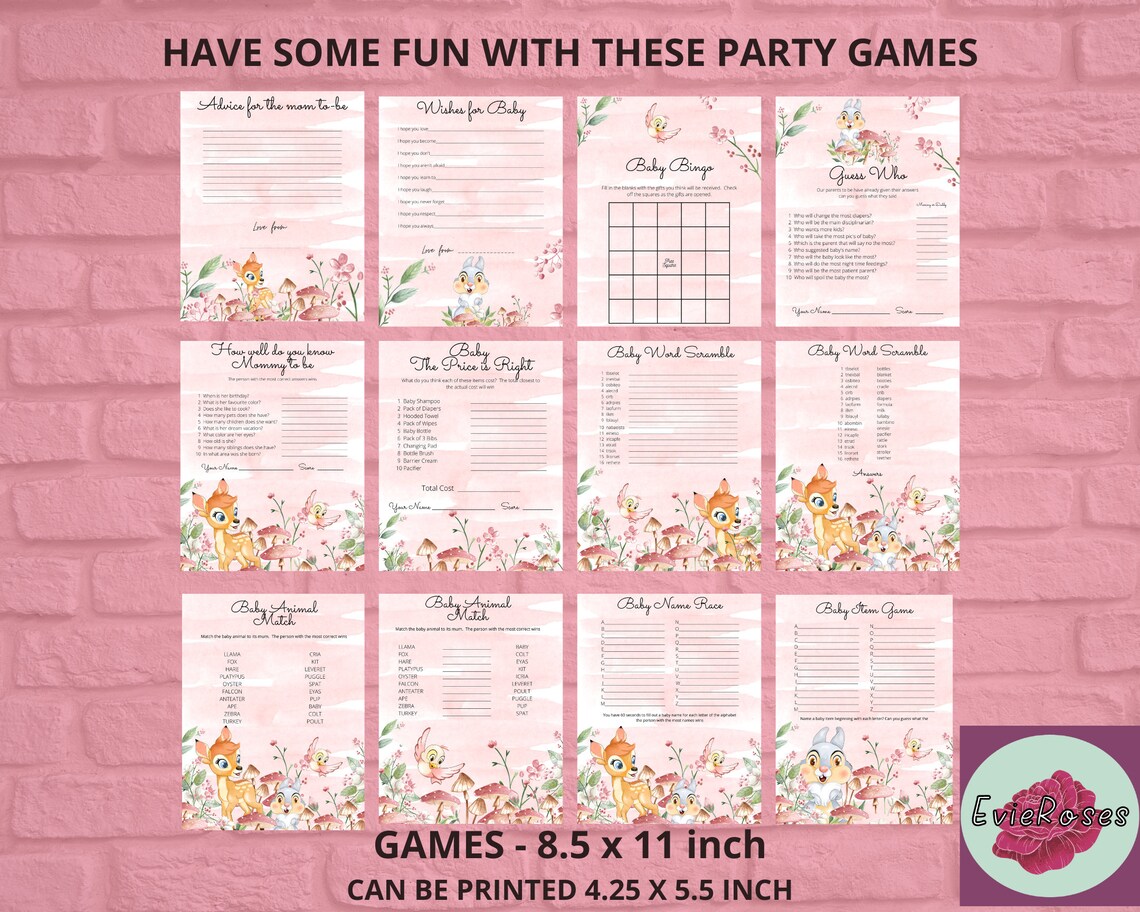 Little Deer Baby Shower Games Baby Animal Shower Fun Games - Etsy