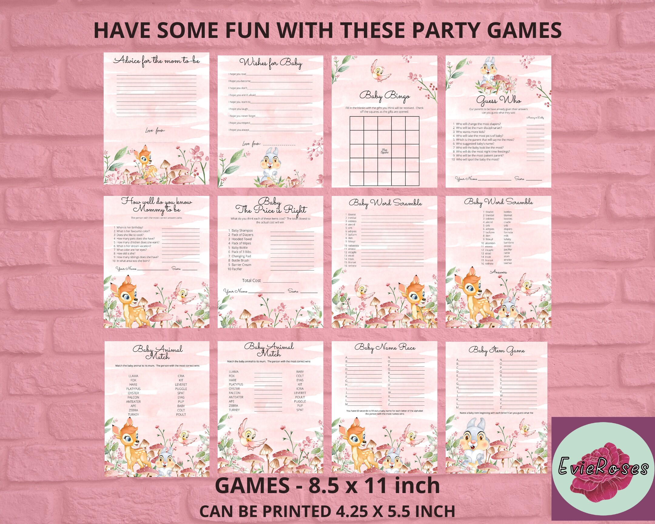 Little Deer Baby Shower Games Baby Animal Shower Fun Games - Etsy