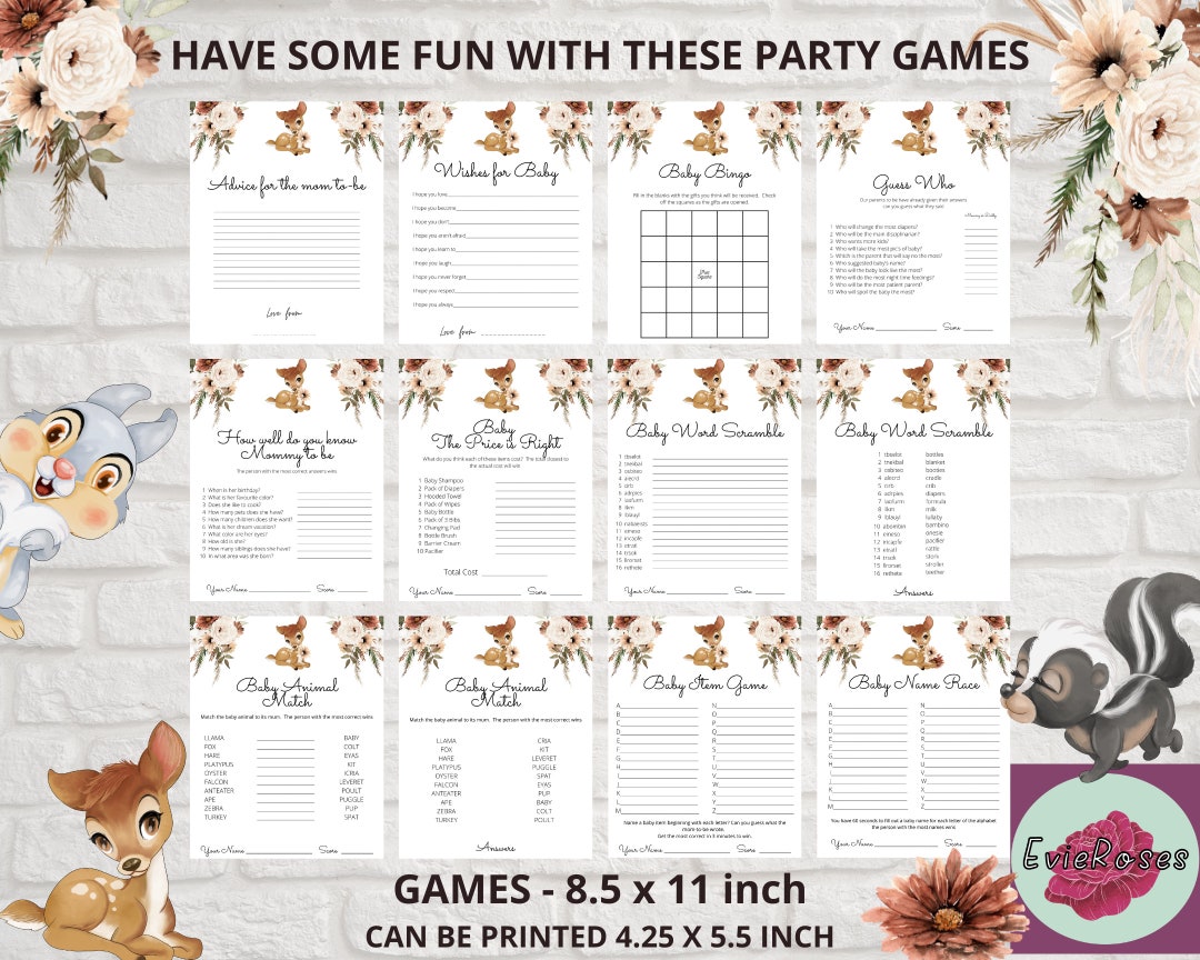 Little Deer Baby Shower Games, Cute Animal Baby Shower Activities, Baby ...