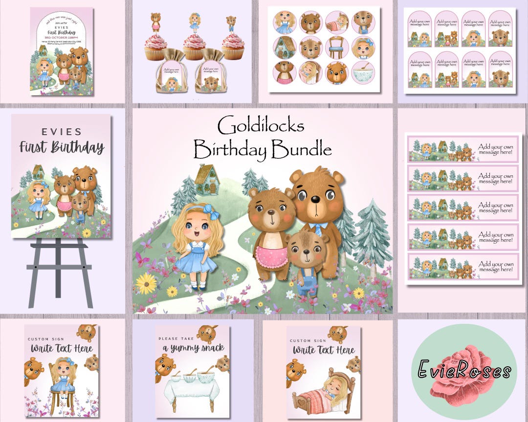 Goldilocks Birthday Party Decor: Story Time Printable Bundle (digital ...
