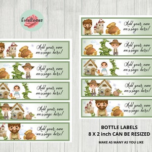 Jack and the Beanstalk Bottle Labels, Kids Fable Party Decor, Fairy ...