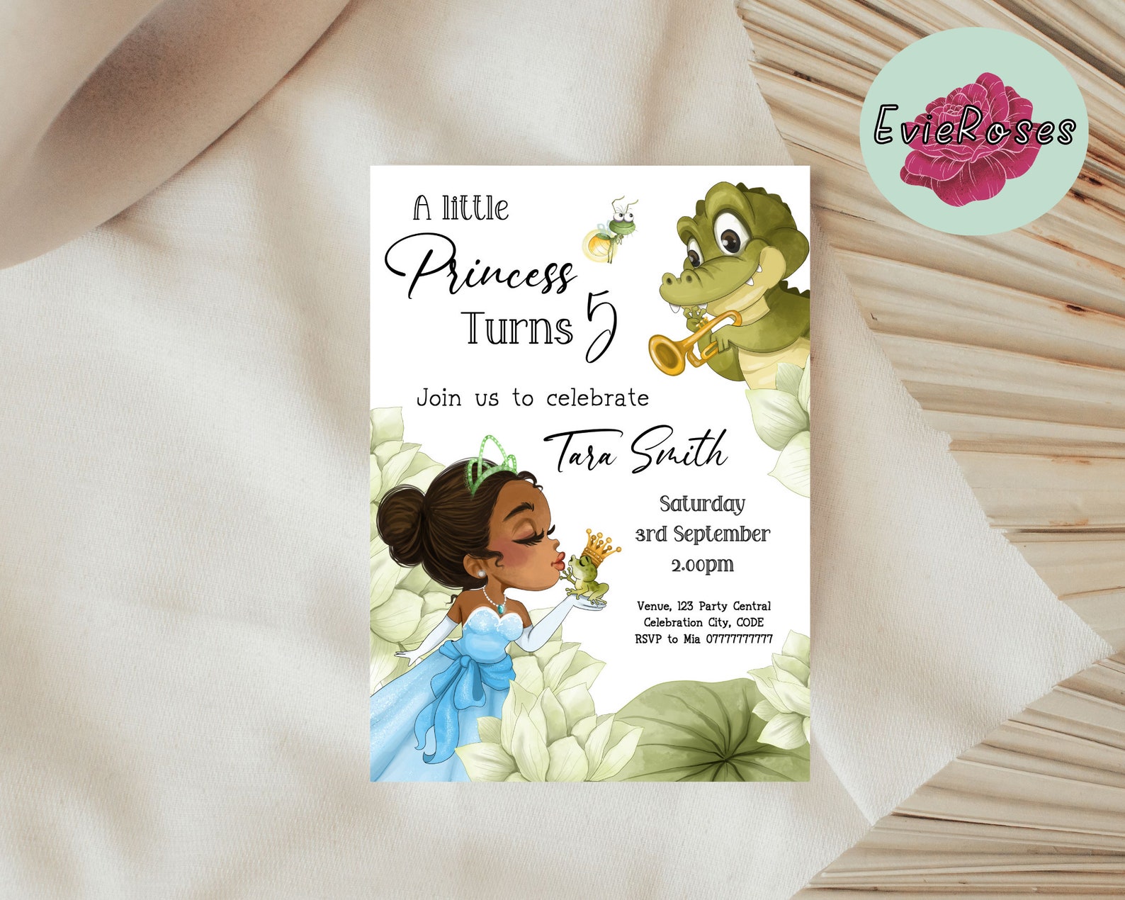 Princess and the Frog Invite Princess Taina Party Text Evite - Etsy UK