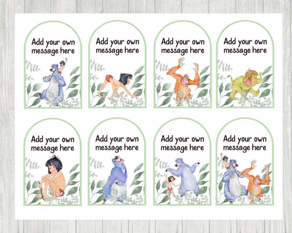 Jungle Party Gift Tags & Cake Toppers: Printable Birthday Decoration ...