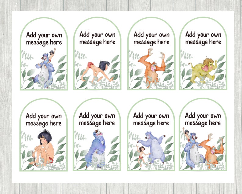 Jungle Party Gift Tags & Cake Toppers: Printable Birthday Decoration ...