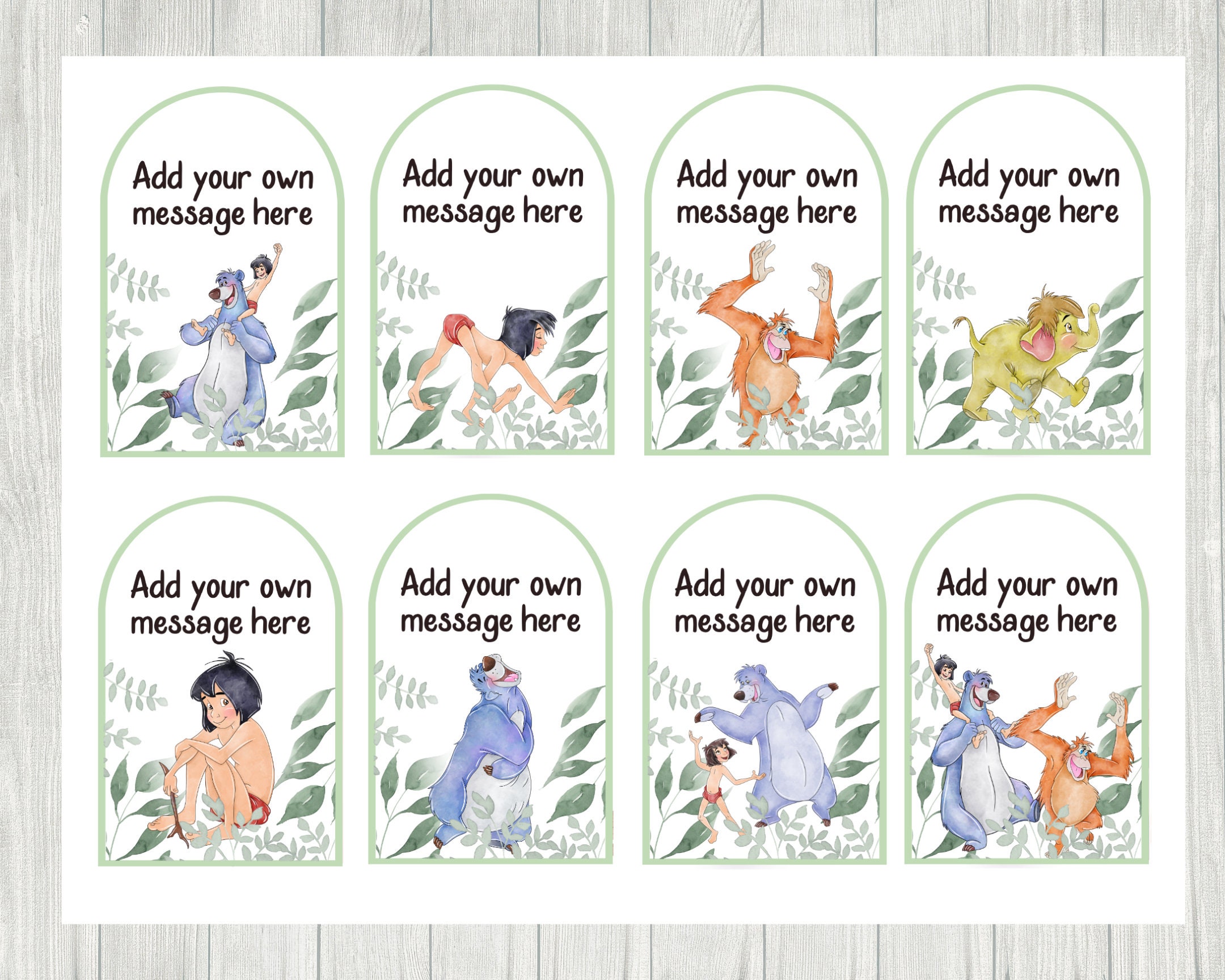 Jungle Gift Tags and Cake Toppers, Jungle Party Printable Party ...