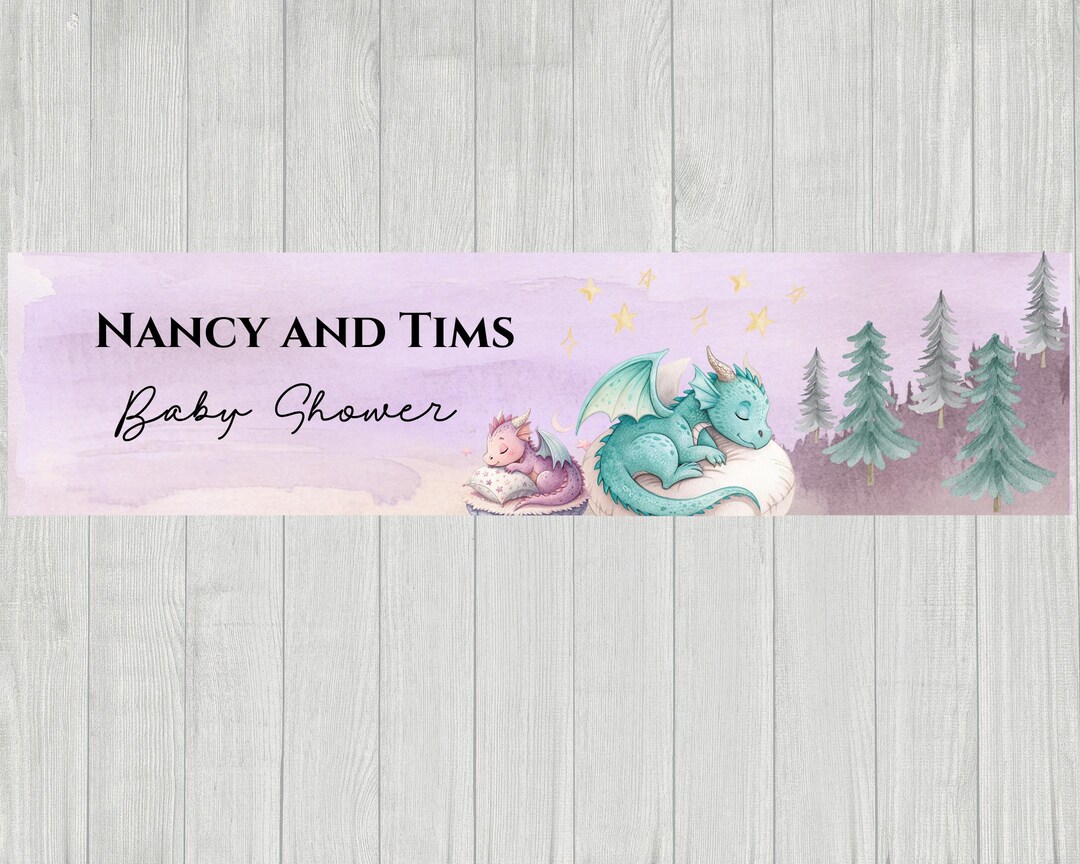 Purple Dragon Bottle Labels: Printable Mythical Creature Decoration ...