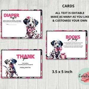 Puppy Baby Shower Invitation Bundle, Dalmatian Invite Hot Pink Party ...