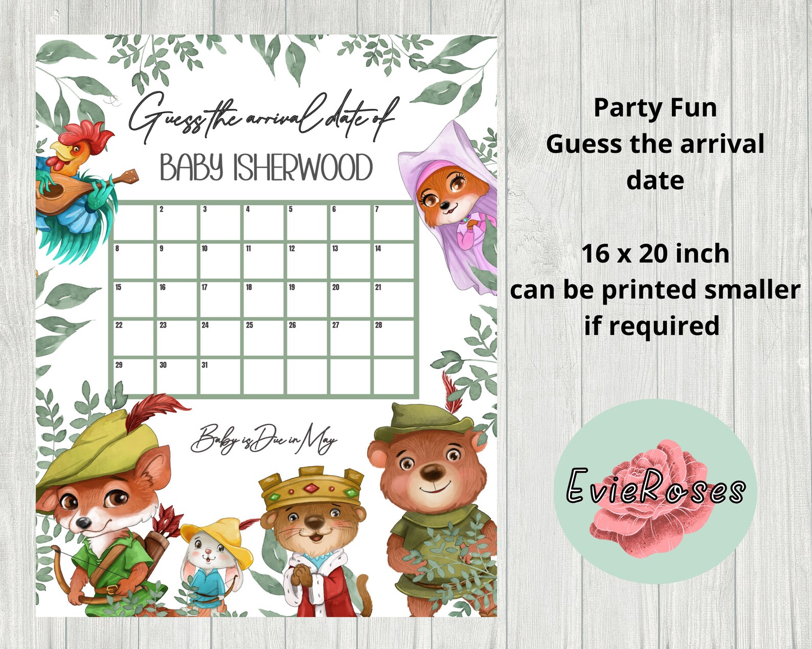 Robin Hood Baby Shower Bundle: Editable Invite, Signs (digital Design ...
