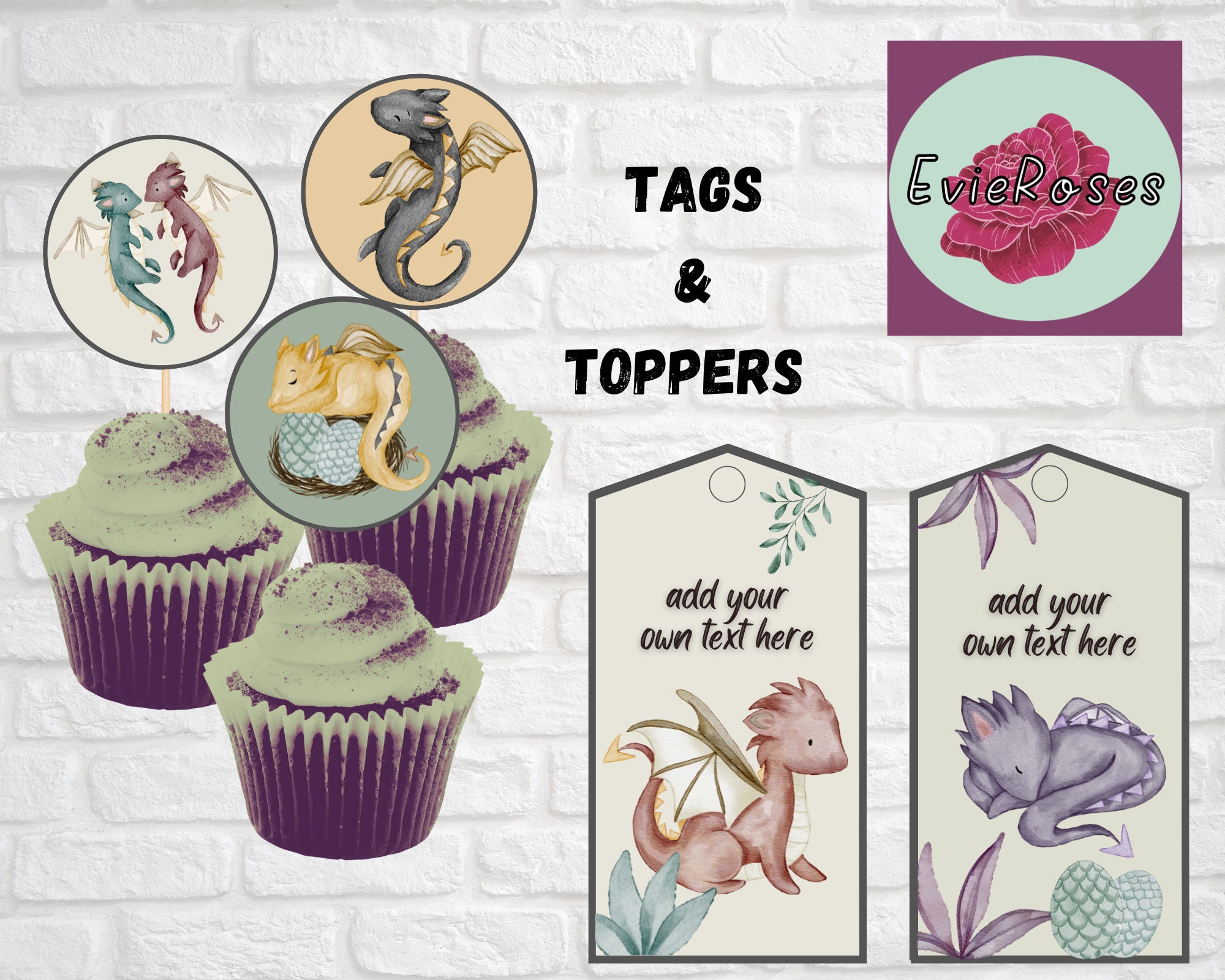 Dragon Birthday Party Bundle Cute Dragon Invite Baby Dragon - Etsy