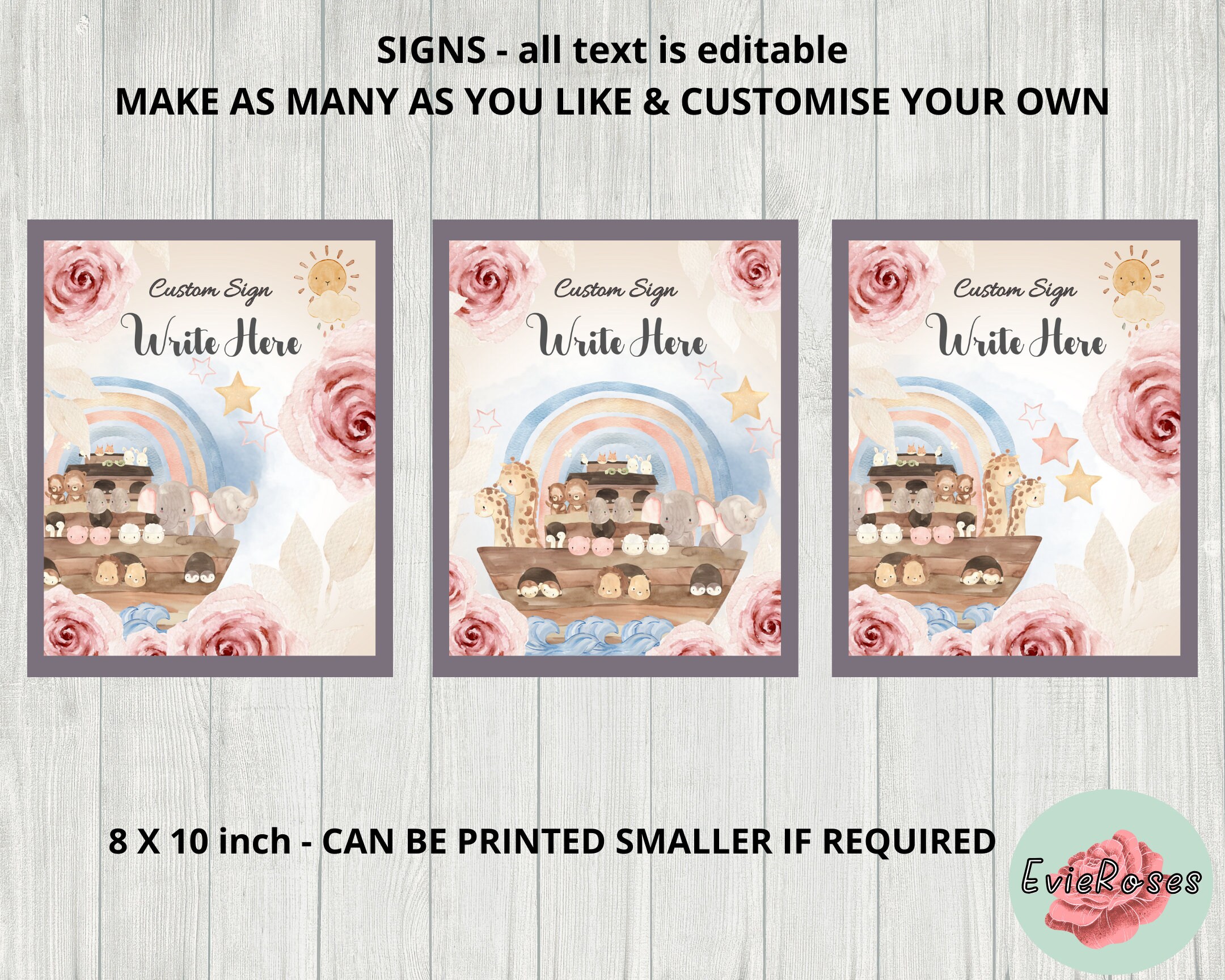 Noahs Ark Baby Shower Bundle Dusty Rose Floral Decor - Etsy