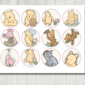 Classic Winnie Gift Tags and Cake Toppers, Pooh and Piglet Party Decor ...