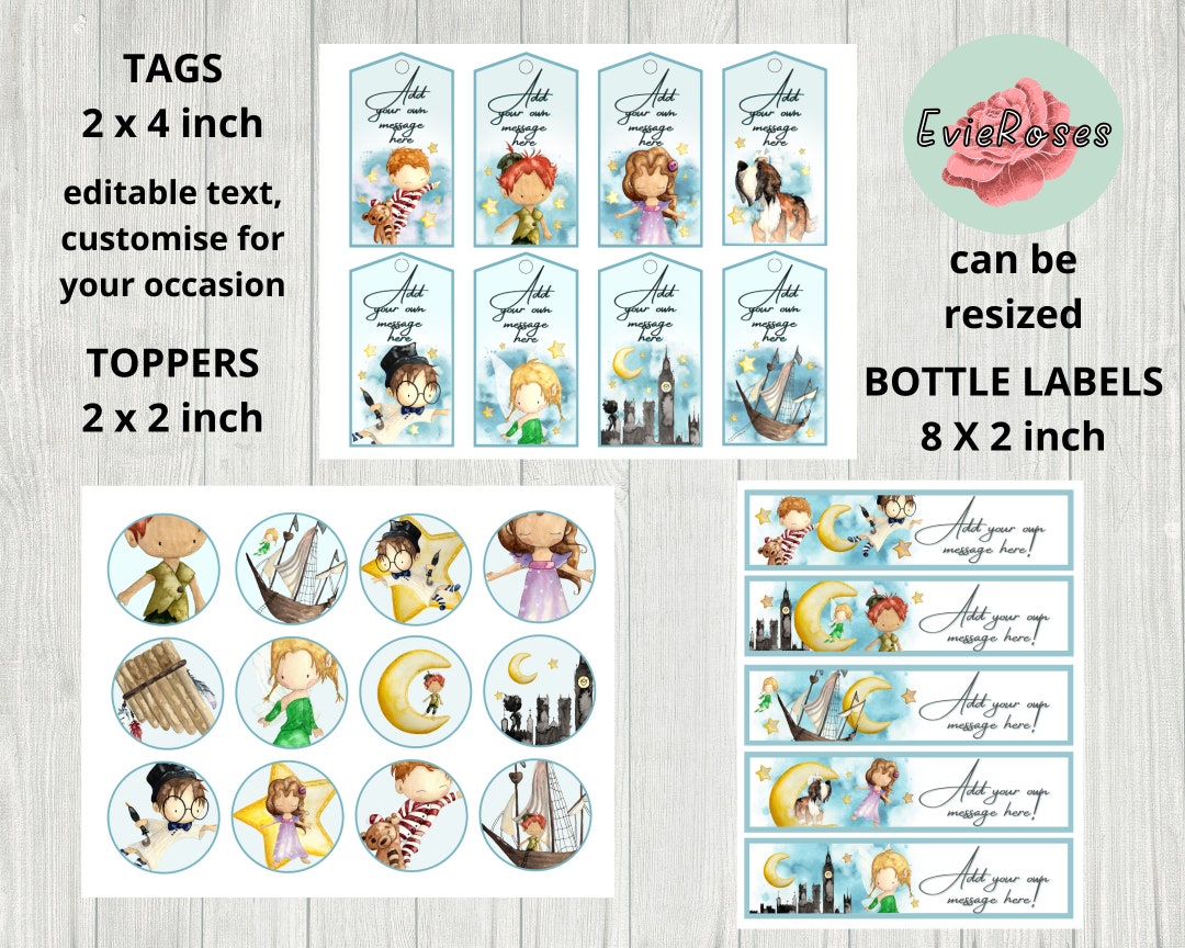 Peter Pan Party Printables, Editable Bottle Labels and Gift Tags ...