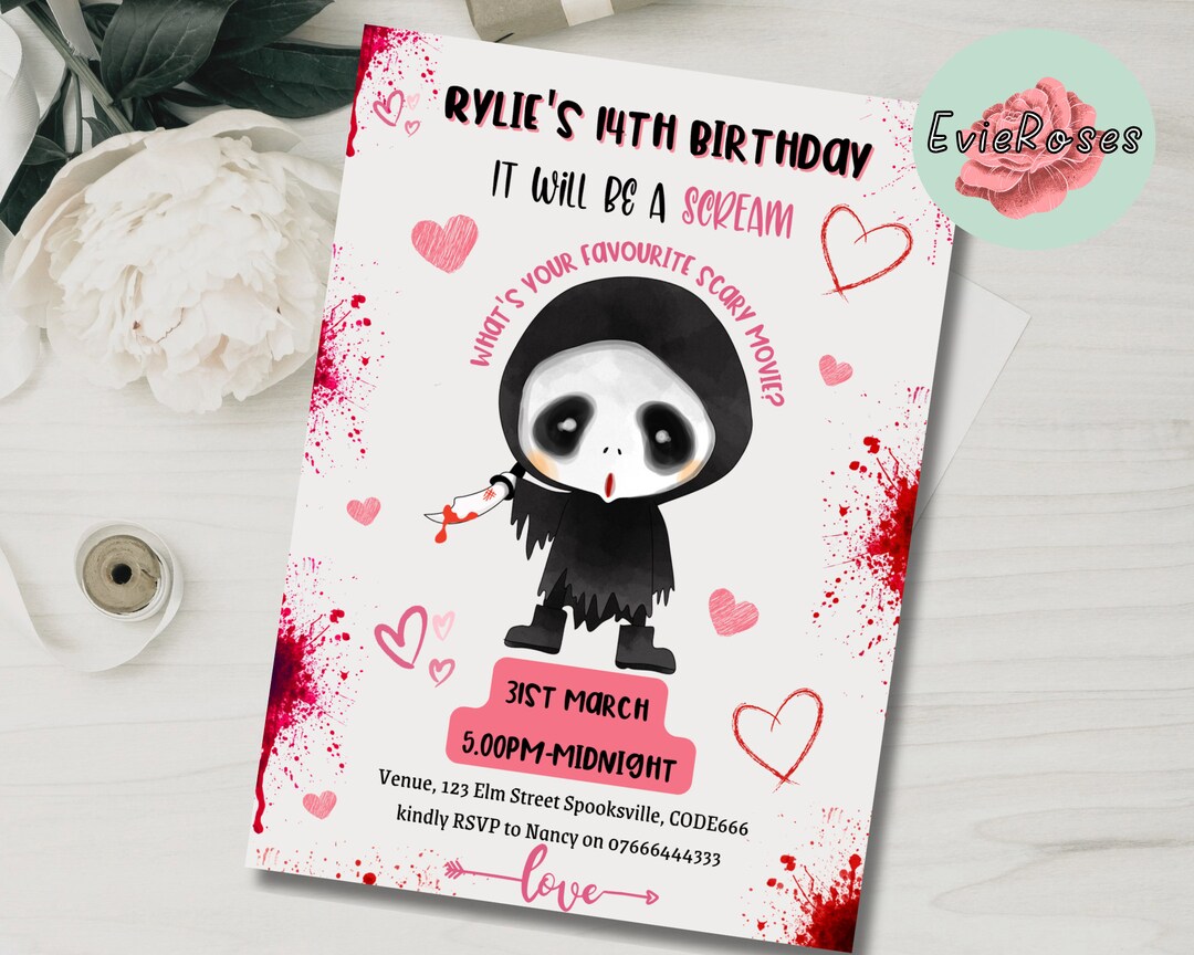 Horror Invitation, Scary Ghost Invite, Halloween Birthday Text Evite ...