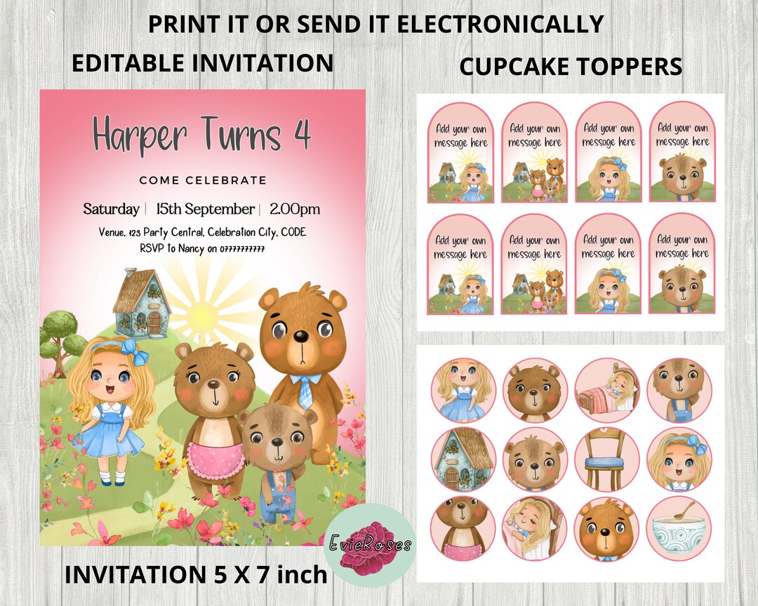 Goldilocks Invite, Pink Fairy Tale Party Supplies, Toddler Birthday ...