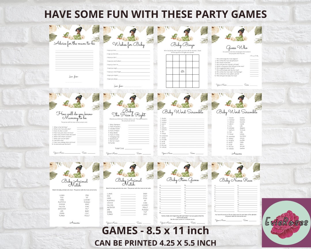 Princess Shower Games Bundle, Printable Frog Princess Party Games ...