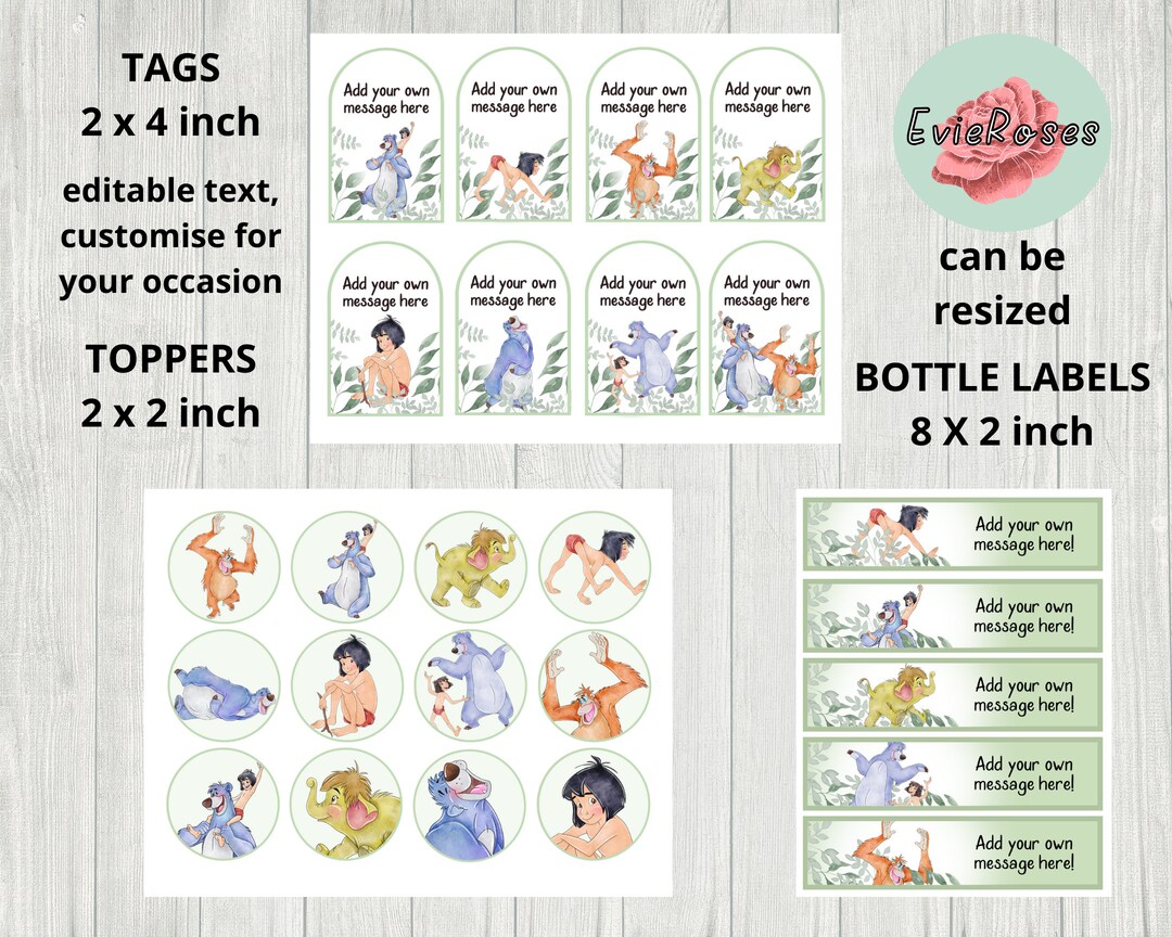 Jungle Party Decor, Editable Jungle Party Decor, Kids Jungle Birthday ...