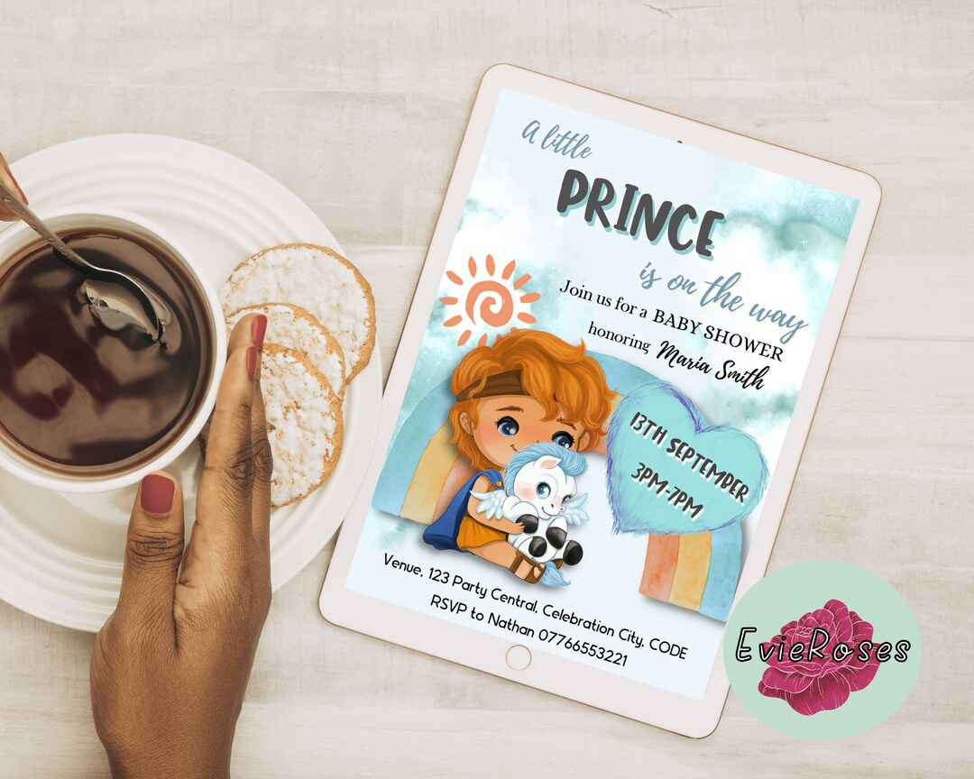 Hercules Prince Baby Shower Invitation: Superhero Theme (digital Design ...