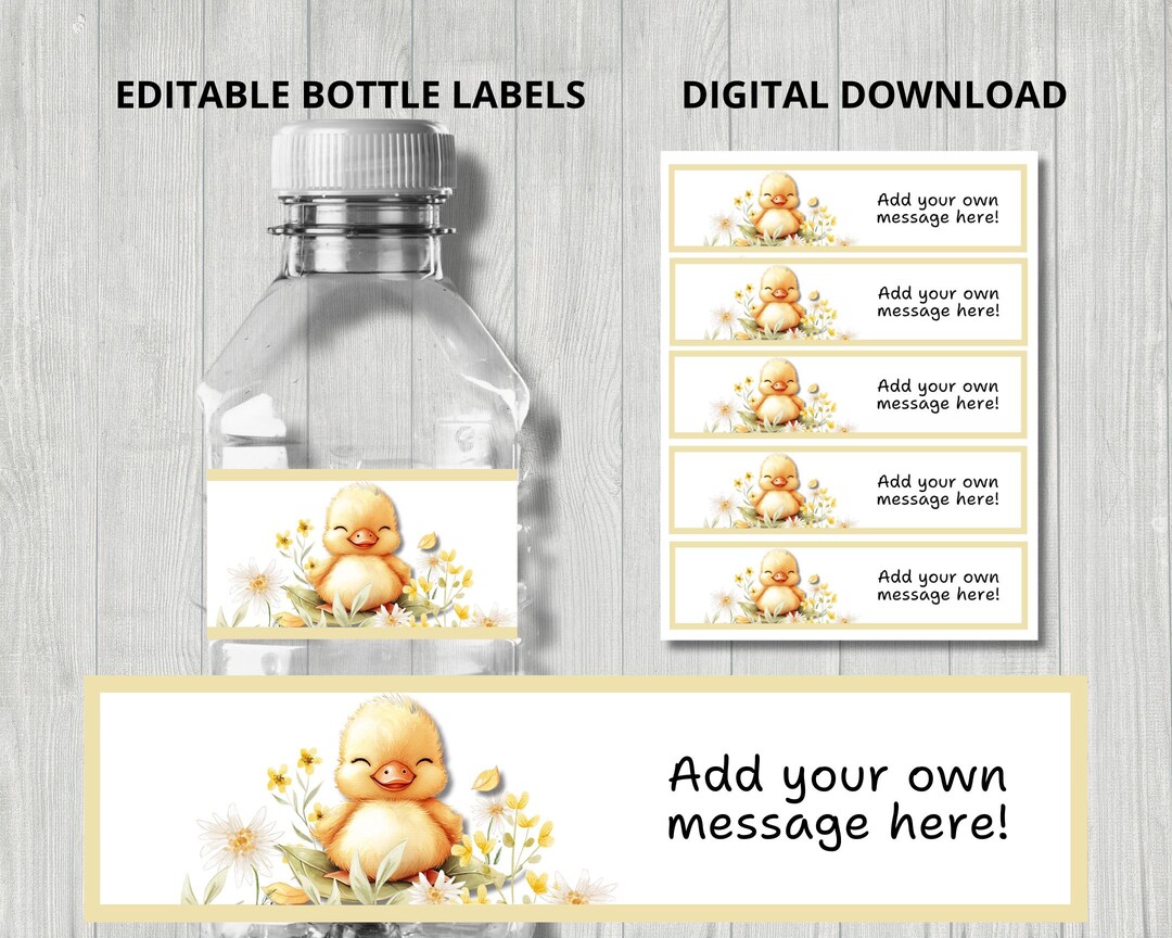 Duck Bottle Label: Editable Duckling Party Decor (digital Download) - Etsy
