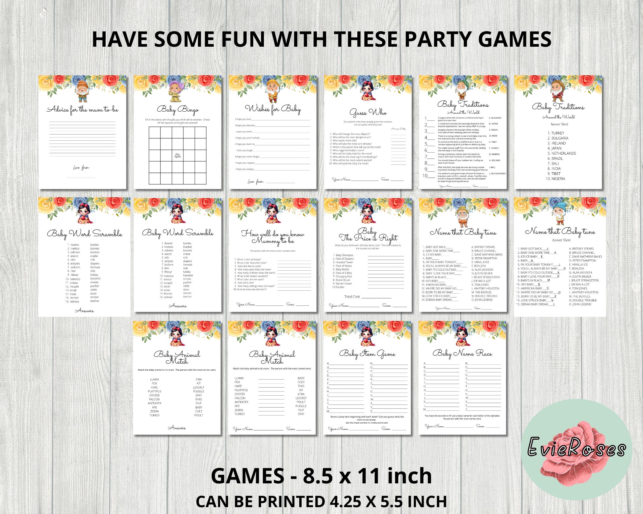 Snow White Baby Shower Game: Guess the Arrival Date (digital Download ...