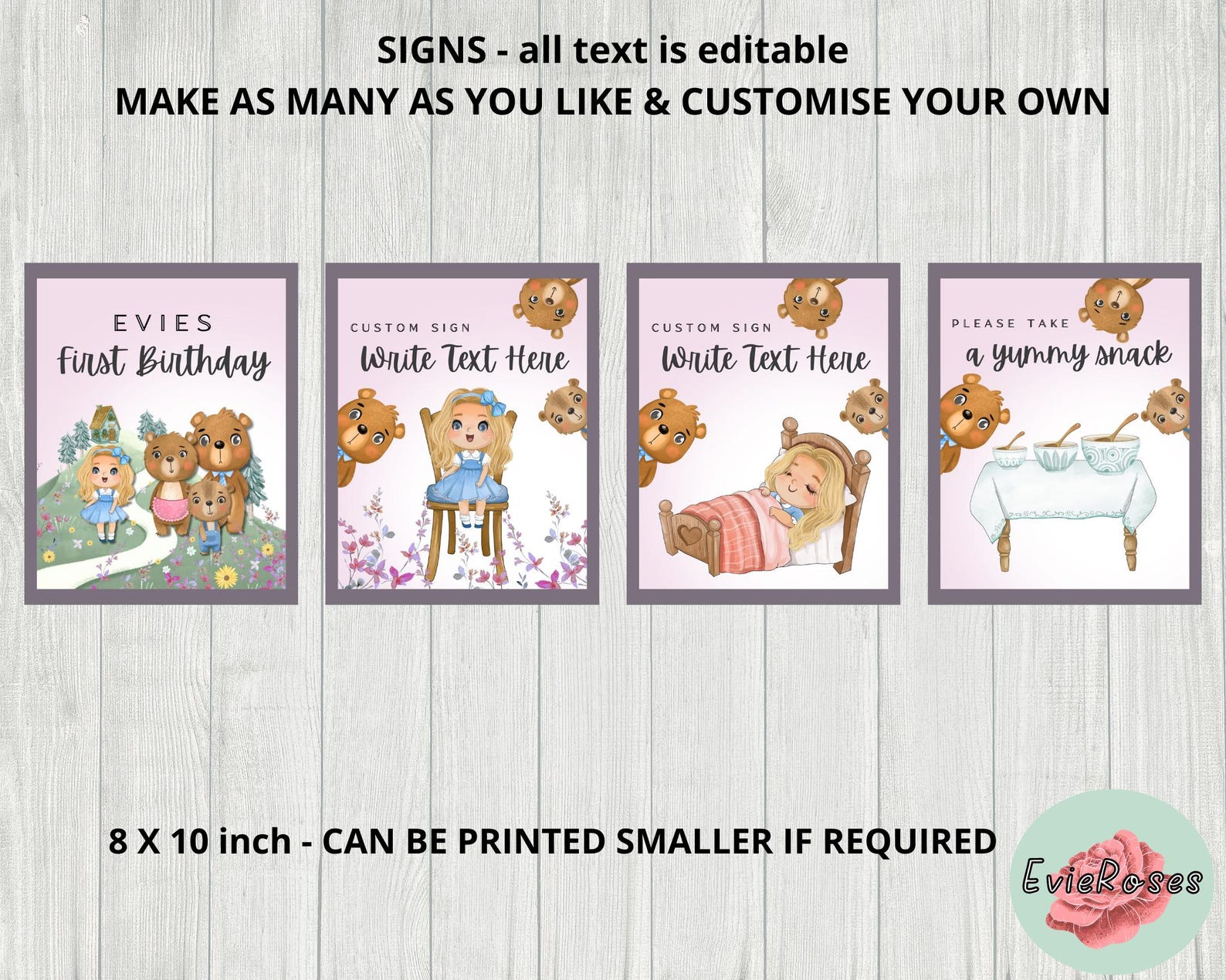 Goldilocks Birthday Party Decor: Story Time Printable Bundle (digital ...
