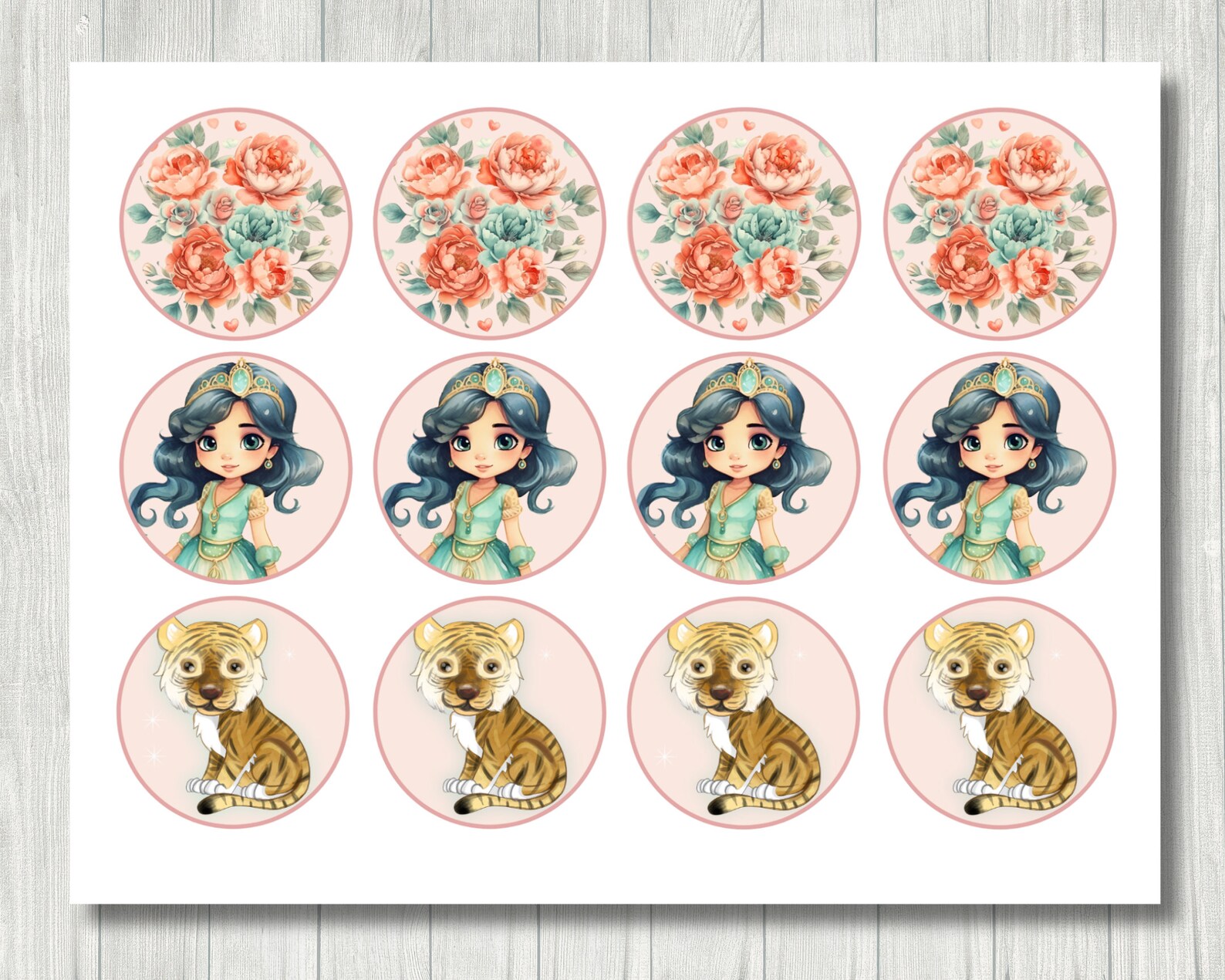 Princess Gift Tags, Pink Cupcake Toppers, Aladdin Party Decor, Girls ...