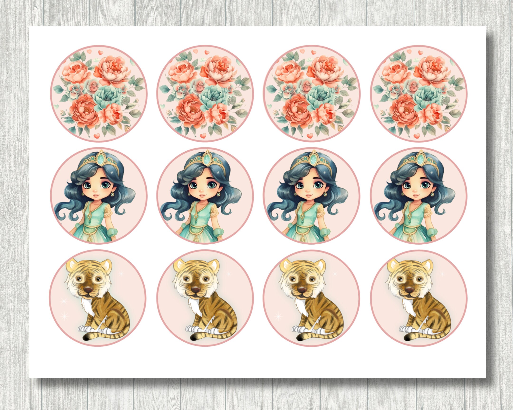 Princess Gift Tags, Pink Cupcake Toppers, Aladdin Party Decor, Girls ...