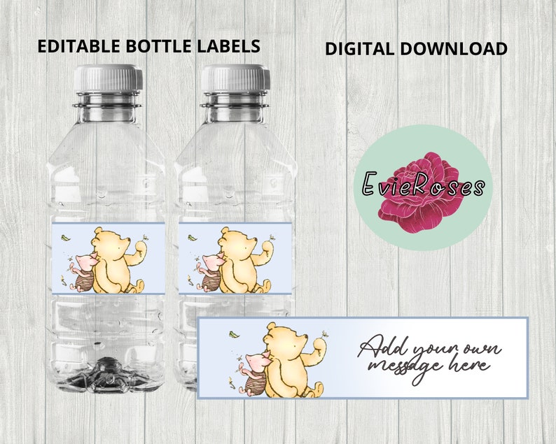 Blue Winnie Party Bundle Winnie the Pooh Bottle Labels Gift - Etsy