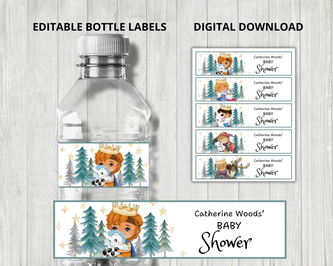 Prince Baby Shower Bottle Labels: Editable Party Decor (digital ...