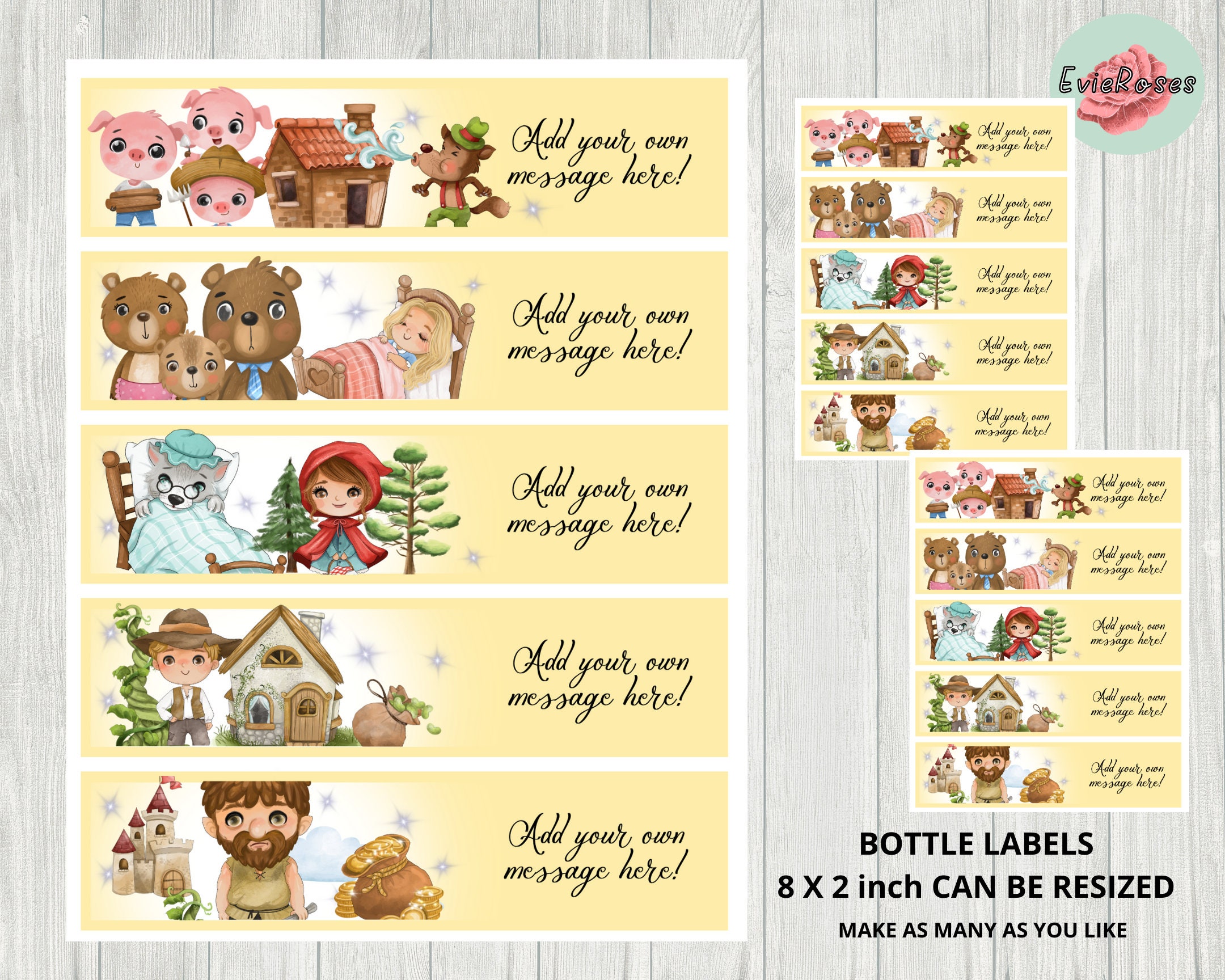 Fairy Tale Bottle Labels, Printable Childrens Fable Decor, Jack and the ...