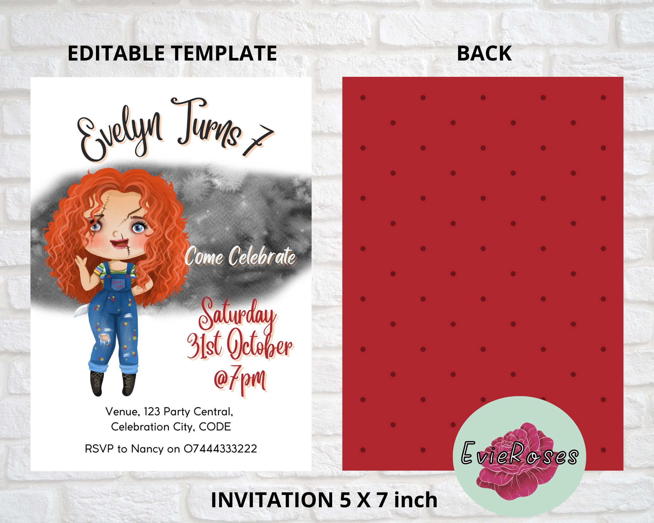 Horror Birthday Invite, Funny Birthday Editable Invite, Printable ...