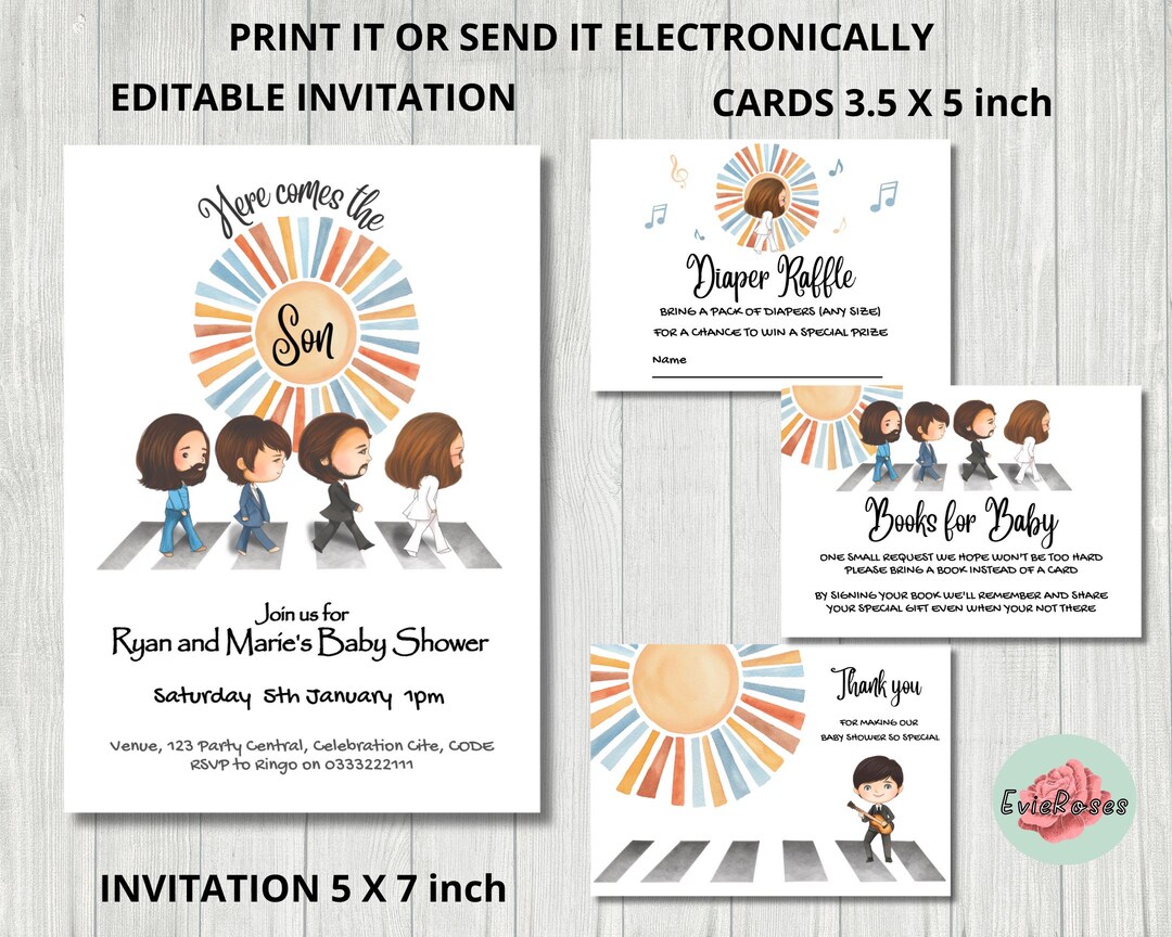Rock Music Baby Shower Invitation Bundle (digital Download) - Etsy