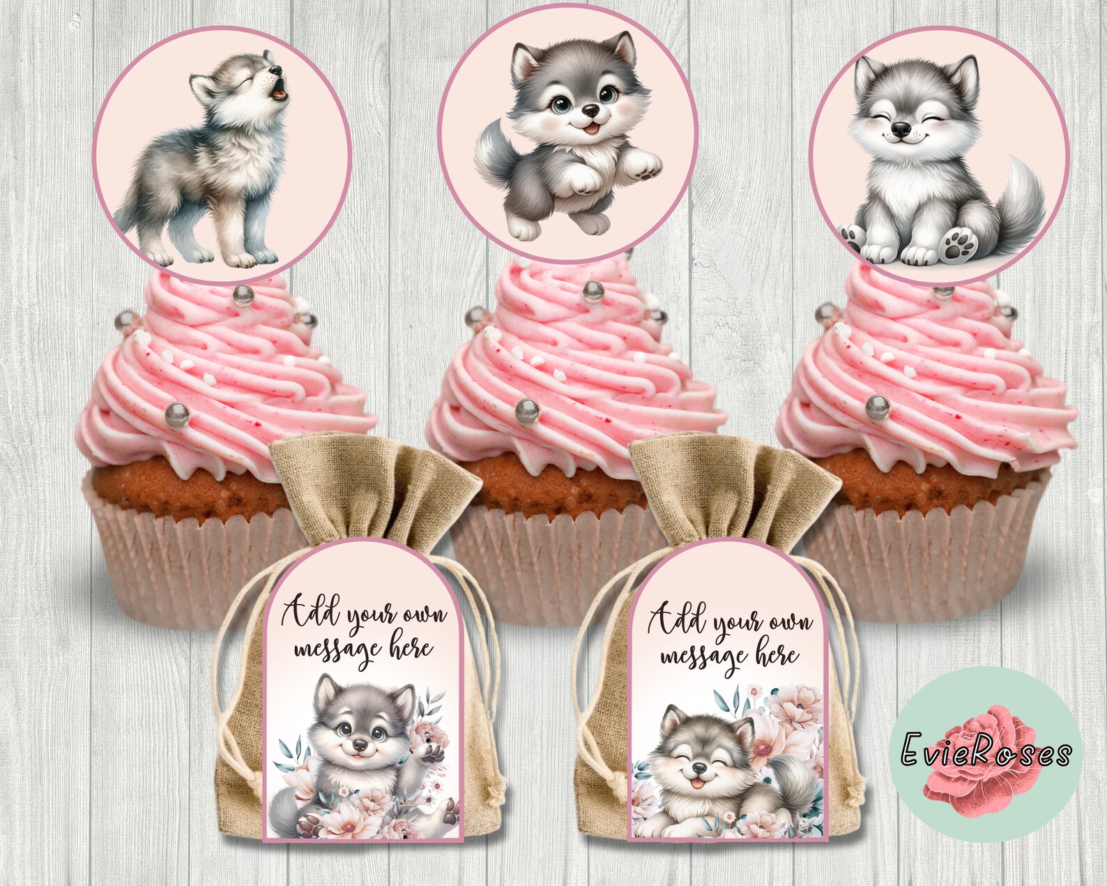 Wolf Baby Shower Bundle: Pink Party Decor (digital Download) - Etsy