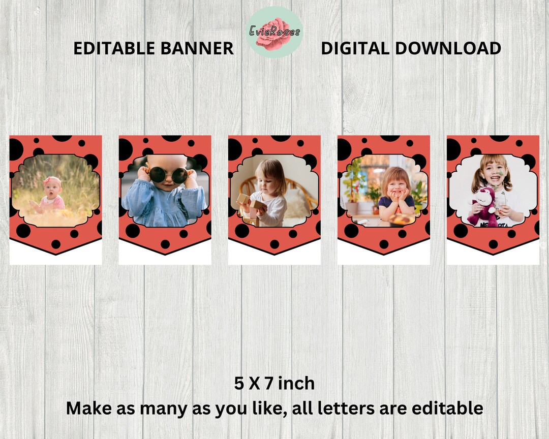 Ladybug Photo Banner, Red and Black Lady Bug Decor, Polka Dot ...