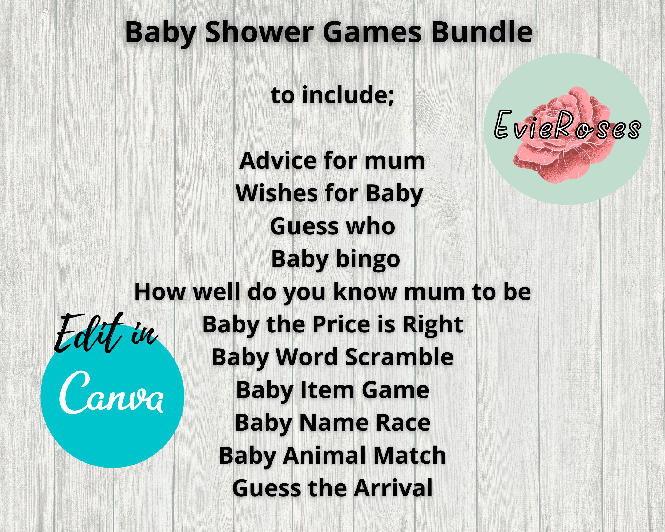 Noahs Ark Baby Shower Games Bundle, Dusty Rose Floral Decor, Editable ...