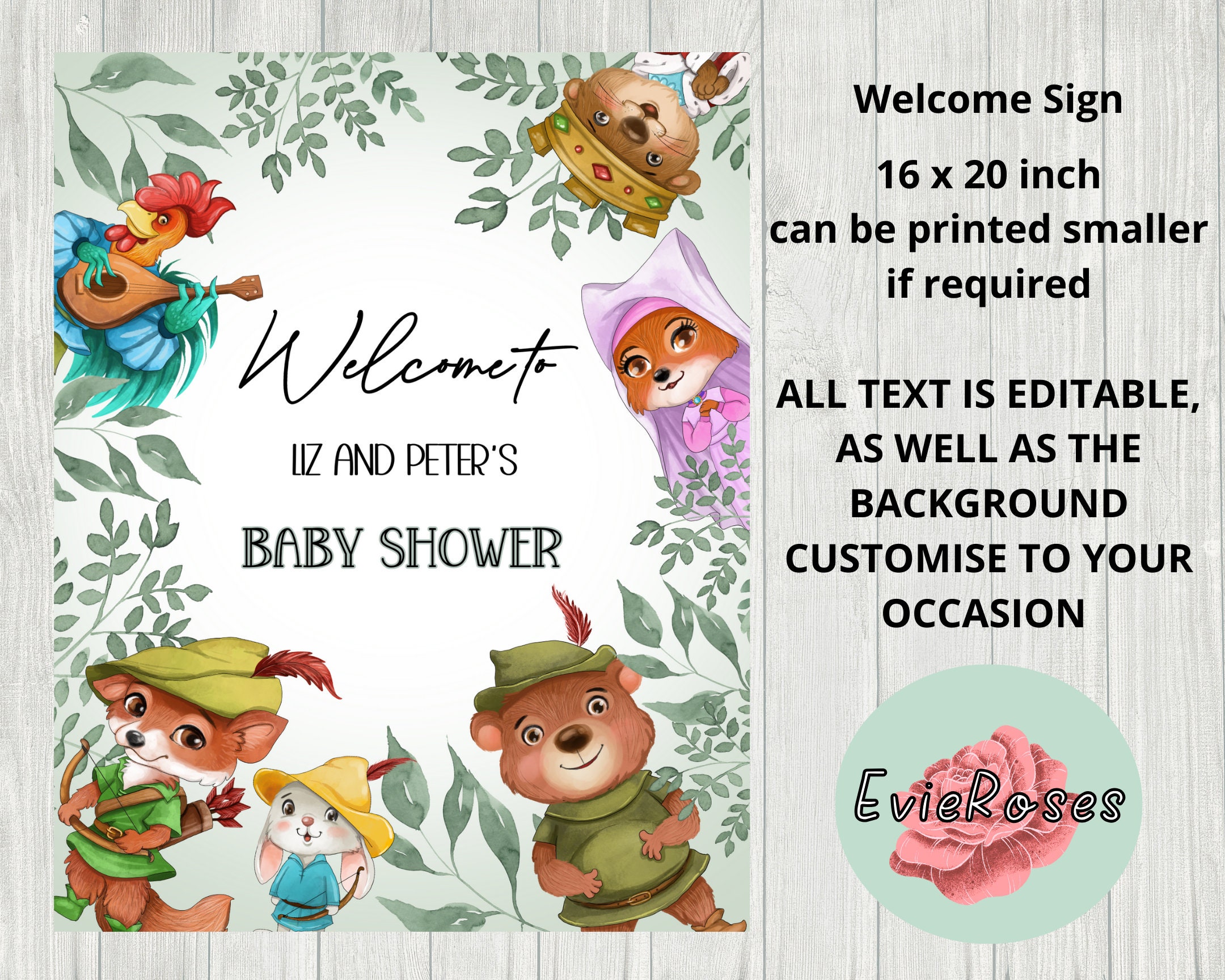 Robin Hood Baby Shower Bundle: Editable Invite, Signs (digital Design ...