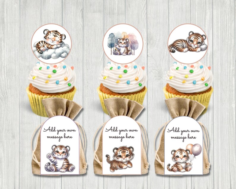 Watercolor Tiger Baby Shower Party Pack: Printable Invite, Sign, Labels ...