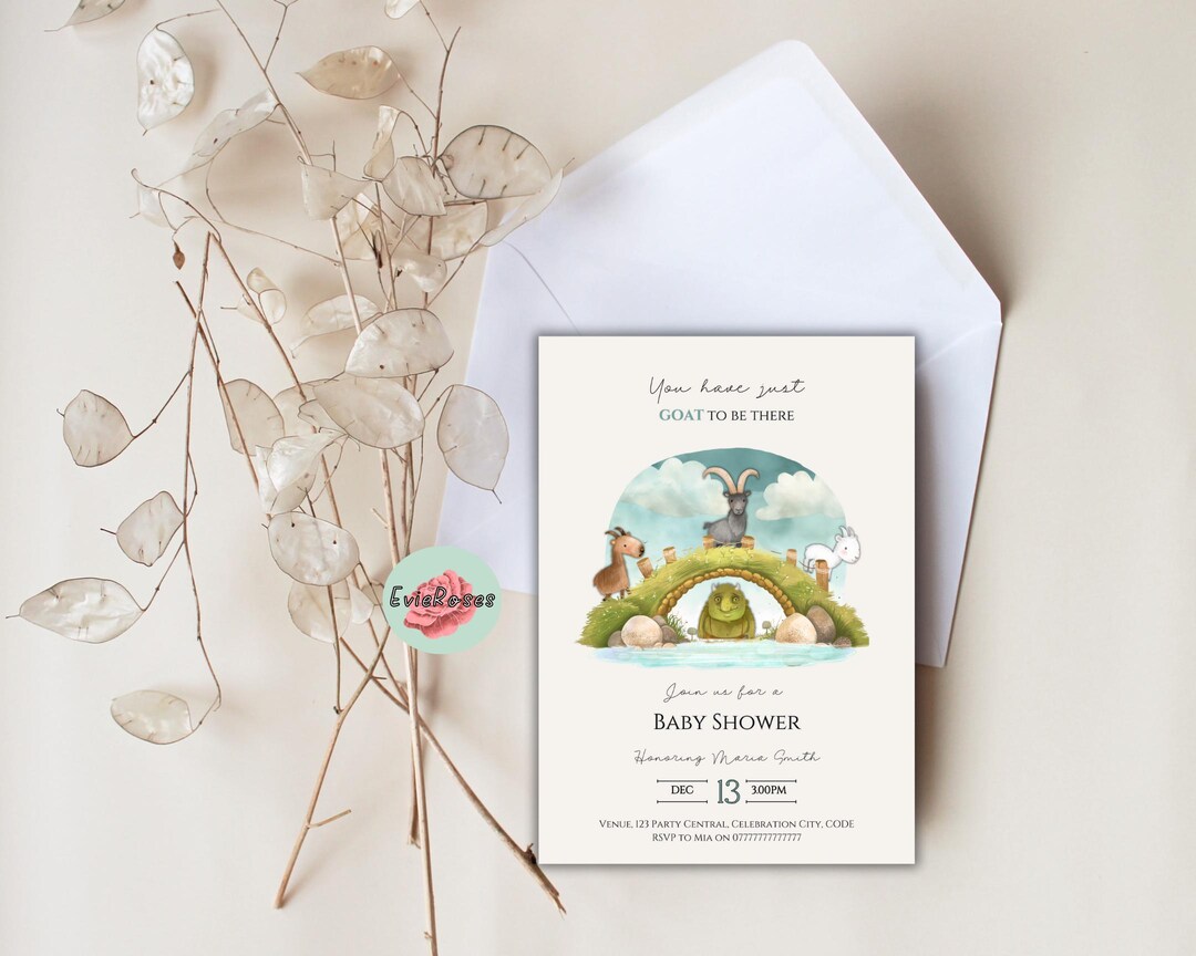 Goat Baby Shower Invite: Billy Goats Gruff RSVP, Early Learning Theme ...