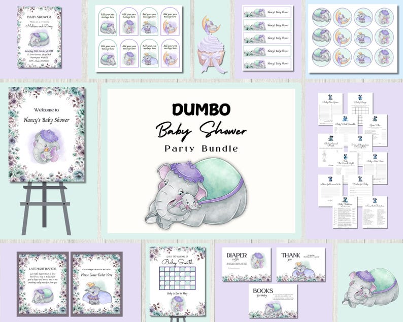 Dumbo Baby Shower Bundle: Complete Dumbo Party Pack (digital Download ...