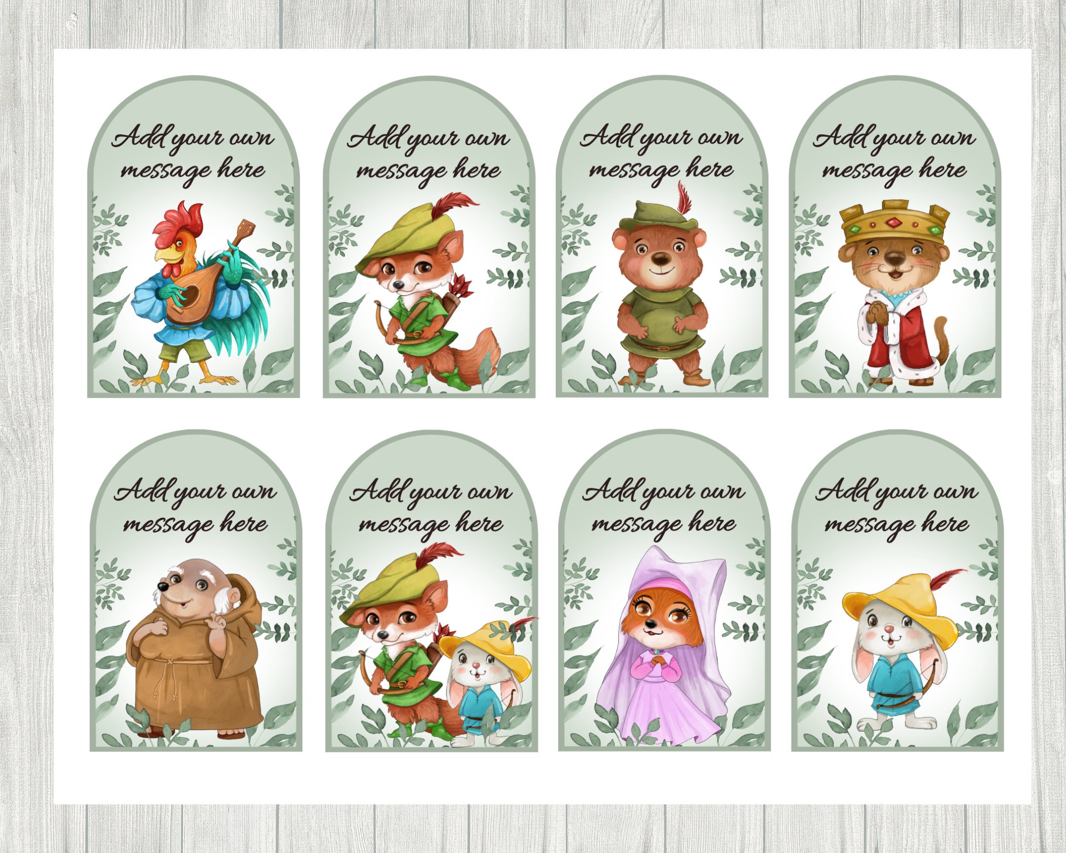 Robin Hood Tags and Toppers, Woodland Adventure Party Invite, Greenery ...